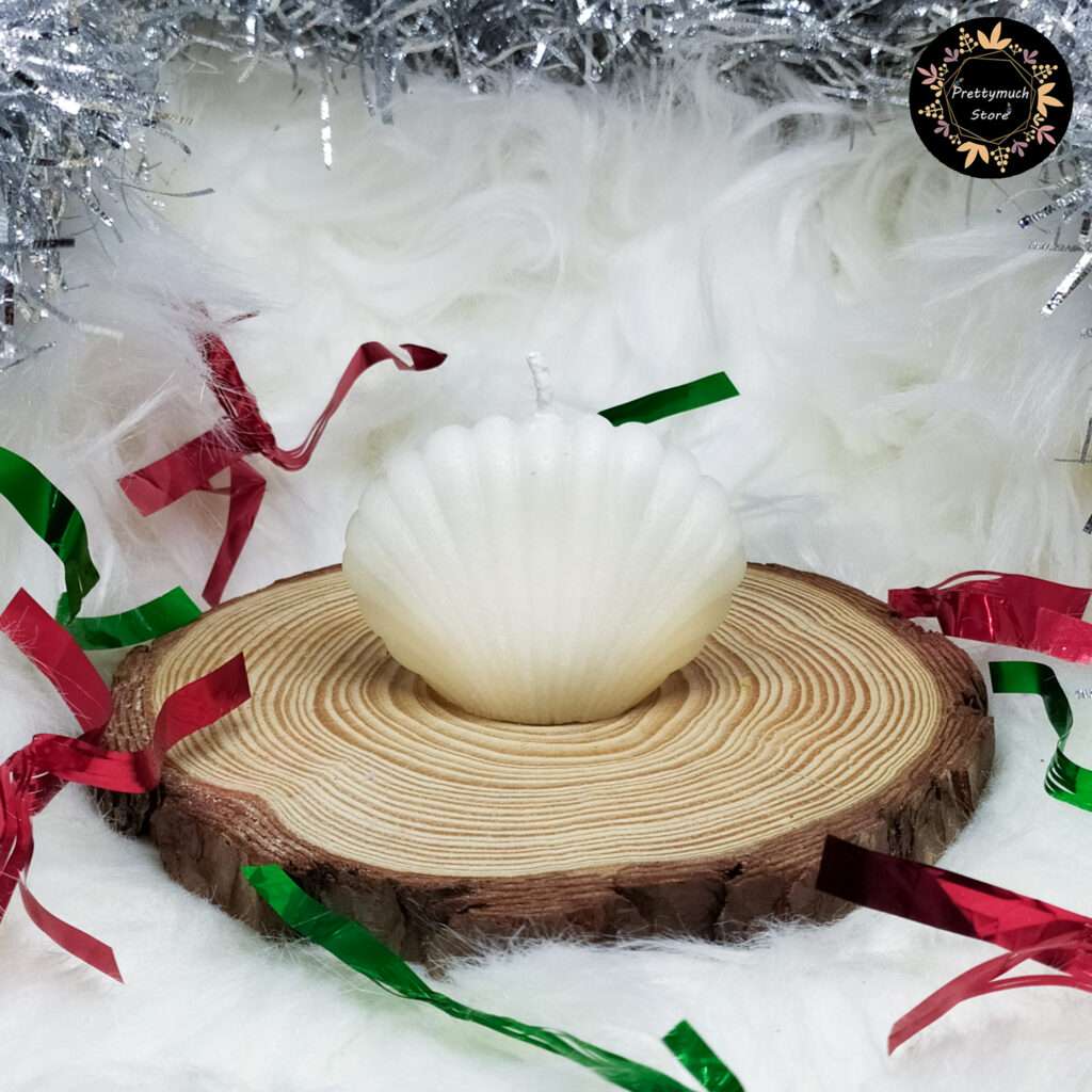 Mini Shell Pillar Candle (White) - Pretty Much Store